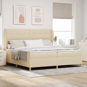 Postel s boxspringem s čelo Krémová 200 x 200 cm textil 3340779