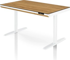 Elektrický psací stůl sit-stand se zásuvkou a bezdrátovou nabíječkou Qi bílý/zlatý dub, 1200 mm: ELLIS