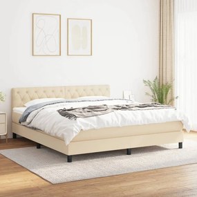 Box spring postel s matrací krémová 160x200 cm textil 3140310