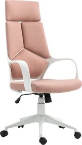 HOMCOM kancelářská židle z látky s houpací funkcí, výškově nastavitelná a otočné sedadlo, 63 x 117-127 cm, růžová
