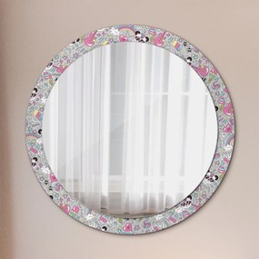 Kulaté dekorativní zrcadlo Panda unicorn fi 90 cm