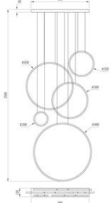 LED Lustr na lanku SATURNO LED/100W/230V černá