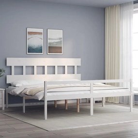Postel s čelem pro seniory bílý 200x200 cm masivní dřevo 3195437