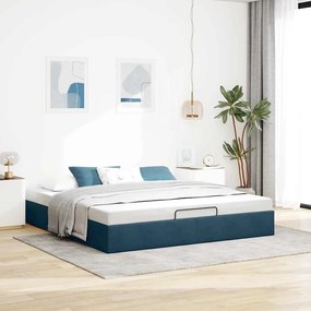 Osmanský rám postele bez matrací tmavě modrá 200x200 cm samet 3310989