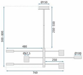 Toolight, LED stropní svítidlo 6x5W APP597-6C, černá, OSW-08565