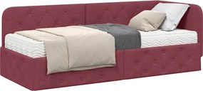 Rohový rám postele Víno Červené 80 x 200 cm textil 3394032