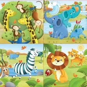 EDUCA Puzzle Divoká zvířata 4v1 / (12  16  20  25 dílků) / od 3 let