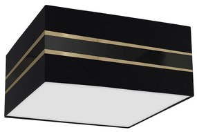 Stropní svítidlo Ultimo Square, 1x černé/zlaté textilní stínítko, (bílé plexisklo), (40 cm)