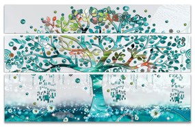 Malvis ® Obrazy tyrkysový strom Velikost: pětidílný obdélník - 150x70 cm