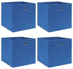 Úložné boxy 4 ks modré 32 x 32 x 32 cm textil 288337