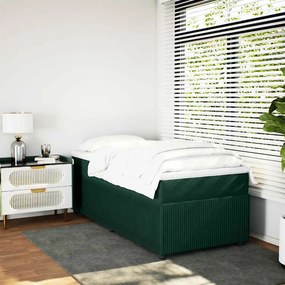 Box spring postel s matrací tmavě zelená 90x200 cm samet 3285617