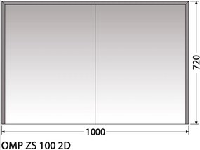 INTEDOOR zrcadlová skříňka dvoudveřová OMP ZS 100 Povrch: 0077 AP CHARCOAL MAT
