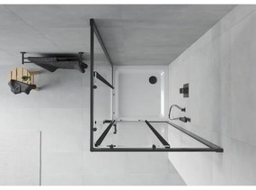 Mexen Rio čtvercový sprchový kout 90 x 90 cm, Průhledné, Černá + sprchová vanička Flat, Bílá - 860-090-090-70-00-4010B