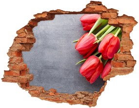 Wallmuralia Samolepící díra na stěnu Červené tulipány 90x70 cm