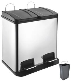 Koš odpadkový nerezový na tříděný odpad DUO 2X20L