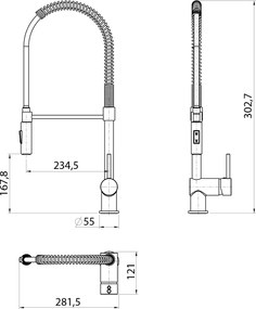 Sapho Sapho, MOOVAN stojánková dřezová baterie se sprškou, chrom, FF125