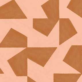 Hnědo-růžová vliesová tapeta s geometrickým retro vzorem 318041 Twist Eijffinger