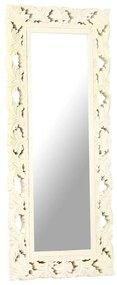 vidaXL Ručně vyřezávané zrcadlo bílé 110 x 50 cm masivní mangovník
