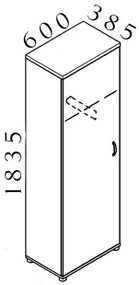 NABYTEK-DESIGNOVY.CZ - SU565 03 - Kancelářská skříň šatní Komfort, 60x38,5x183,5 cm, calvados