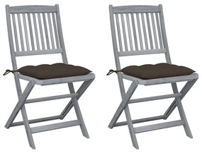 Skládací zahradní židle s poduškami 2 ks masivní akáciové dřevo,  3064559