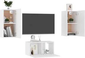 3dílný set TV skříněk bílý kompozitní dřevo 3078657