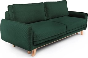 Tmavě zelená manšestrová rozkládací/s úložným prostorem pohovka 218 cm Tori – Bonami Selection