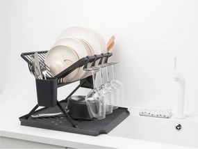 Tmavě zelený kovový dvoupatrový odkapávač 42x51 cm – Brabantia