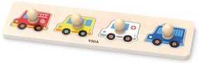 Dřevěná vkládačka s úchyty Viga 44535 autíčka
