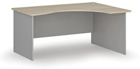 Ergonomický kancelářský pracovní stůl PRIMO GRAY, 1600 x 1200 mm, pravý, šedá/dub přírodní