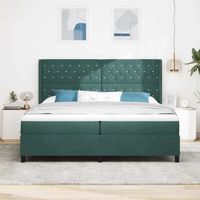 Postel s boxspringem s matrací Tmavě zelená 200 x 200 cm samet 3341975