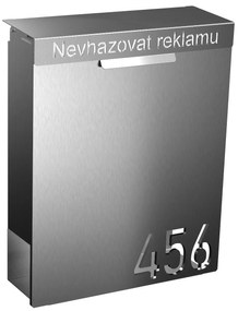 Poštovní schránka nerez s přihrádkou na noviny 3b Typ víka: Víko bez nápisu
