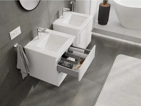 Mexen Orio, koupelnová skříňka 50 cm s umyvadlem Otis, 2 zásuvky, bílá lesklá, 91A10-05047-2-BFF00-W18M00