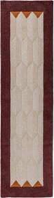 Vínový/v přírodní barvě ručně tkaný vlněný běhoun 60x230 cm Apex Border Wool – Flair Rugs