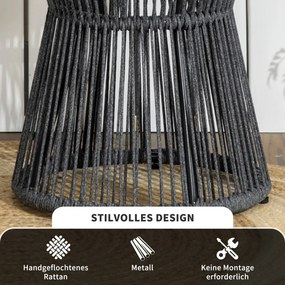 Outsunny Ratanový Skleněný Stolek, Bistro Stolek, Kávový Stolek s Plastovým Vrchem, Zahradní Stolek s Nastavitelnými Nohami, pro Terasu, Hliník Tmavě…