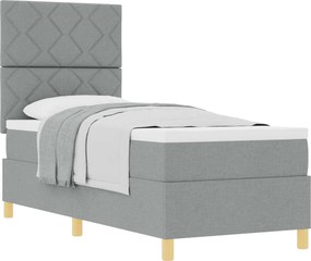 Postel s boxspringem s čelo Světle šedá 80 x 200 cm textil 3339651