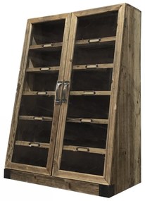 Nástěnná dřevěná skříňka s policemi a prosklenými dveřmi Cani - 52*27*72cm