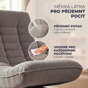 Lenoška ABERDEEN CORD, žebrovaný potah, 87×60×105 cm, šedohnědá (taupe) Casaria