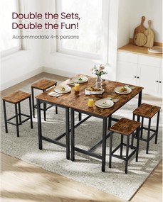 Barový stůl se 2 barovými židlemi, kuchyňský barový pult set 120 x 60 x 90 cm