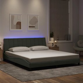 Rám postele s LED osvětlením bez matrace Hanko světle šedý 180 x 200 cm samet 3213793