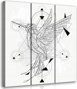 Obraz 90x100 Kolibříci geometrie abstrakce minimalismus grafika letový pohyb