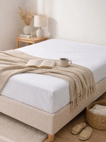 Sinsay - Bavlněné prostěradlo z odolné tkaniny s gumou - bílá
