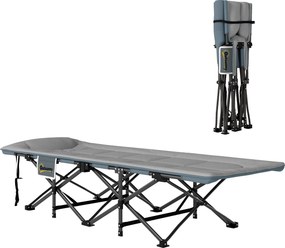 Skládací kempingová postel Outsunny s matrací a polštářem, boční kapsa 187 x 67 x 37 cm, postel pro hosty do 150 kg, skládací postel pro dospělé, ven…
