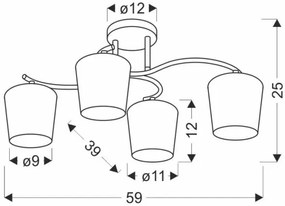 Lustr na tyči ESNYR 4xE27/40W/230V černá/bílá