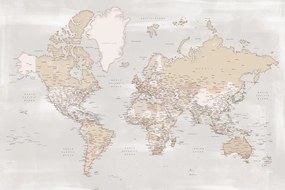 Mapa Rustic detailed world map with cities, Lucille, Blursbyai