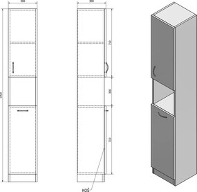 Aqualine Aqualine, SIMPLEX ECO vysoká skříňka s košem 30x180x30cm, SIME310