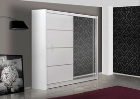 SANDINO s posuvnými dveřmi a zrcadlem 180/215 bílá černá sonoma