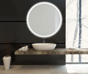 Amirro Zrcadlo na zeď chodbu do pokoje ložnice koupelny předsíně kulaté MOONLIGHT kruh průměr 100 cm s LED podsvíceným okrajem po celém obvodu 411-200