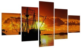 Obraz lodě při západu slunce (125x70 cm)