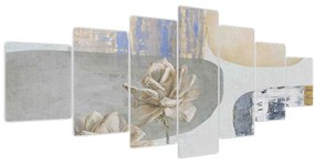 Obraz - Malba s květy a texturami (210x100 cm)