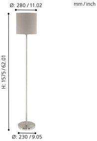 Eglo 95167 - Stojací lampa PASTERI 1xE27/60W/230V